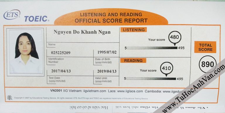 Nguyễn Đỗ Khánh Ngân và 890/990 Toeic