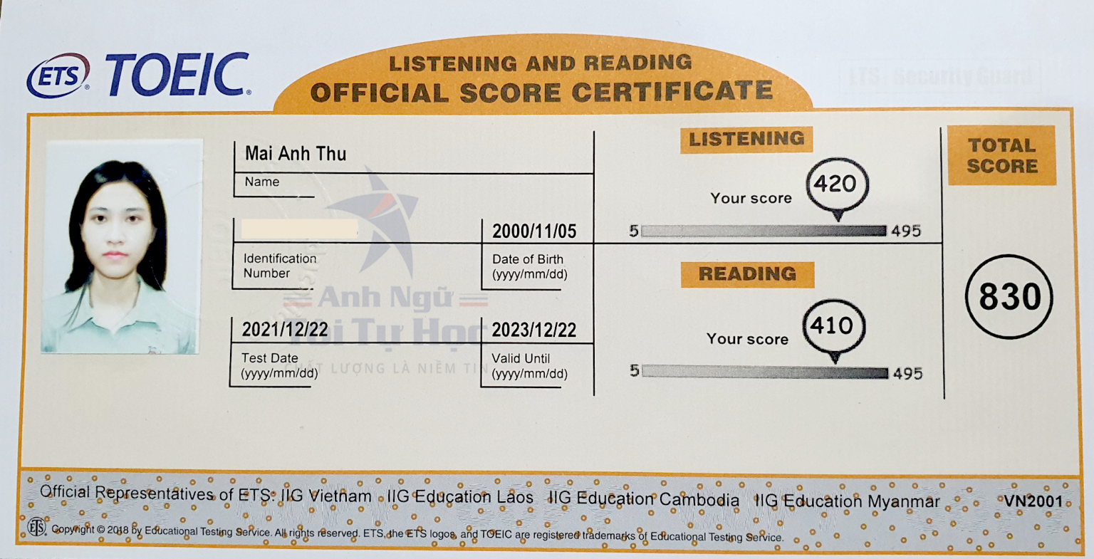 CHINH PHỤC 830/990 MAI ANH THƯ - LỚP MS TRINH TOEIC ONLINE - Anh ngữ TÔI TỰ HỌC