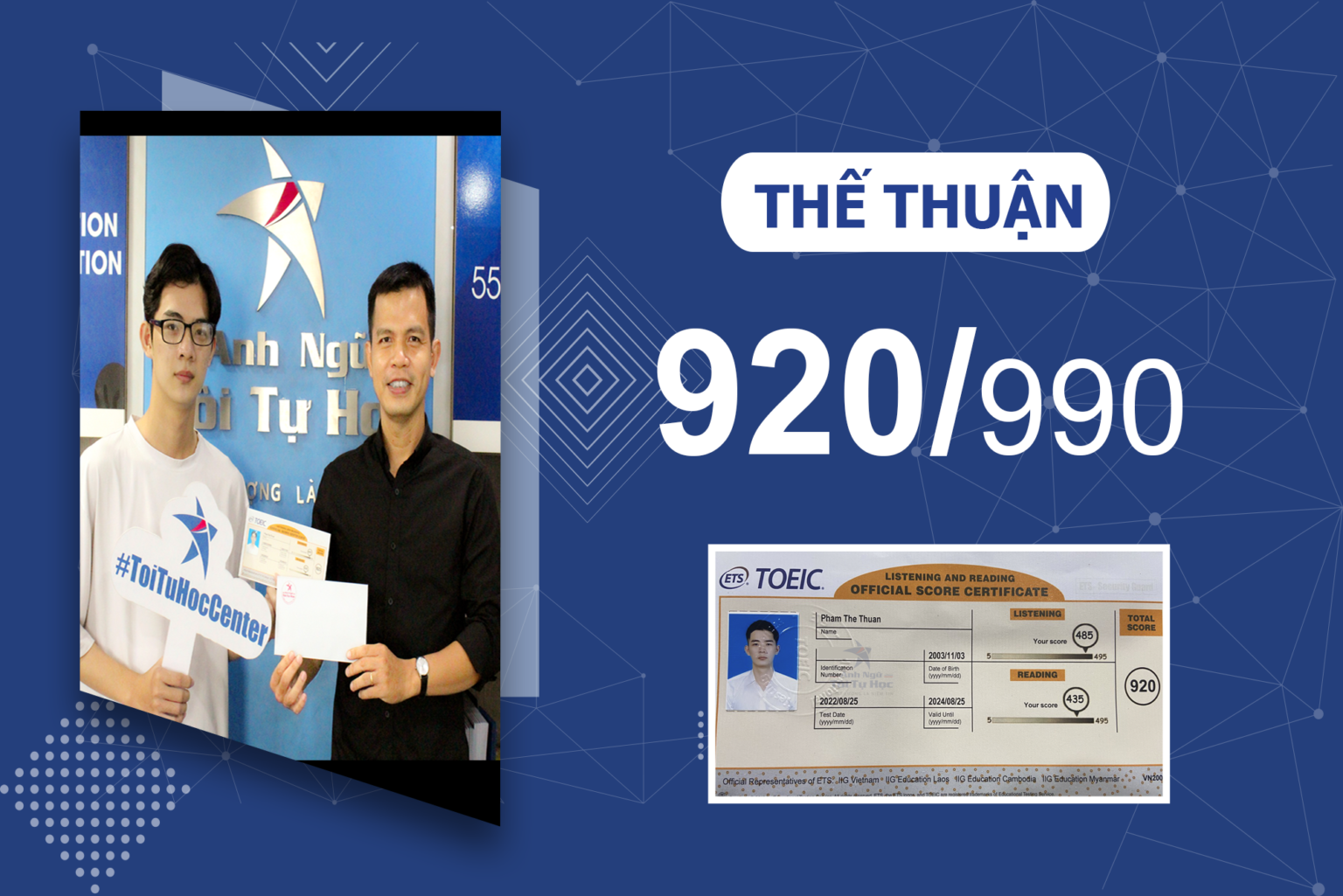 THẾ THUẬN BUH - CHINH PHỤC THÀNH CÔNG 920/990 TOEIC như thế nào? - Anh ngữ TÔI TỰ HỌC